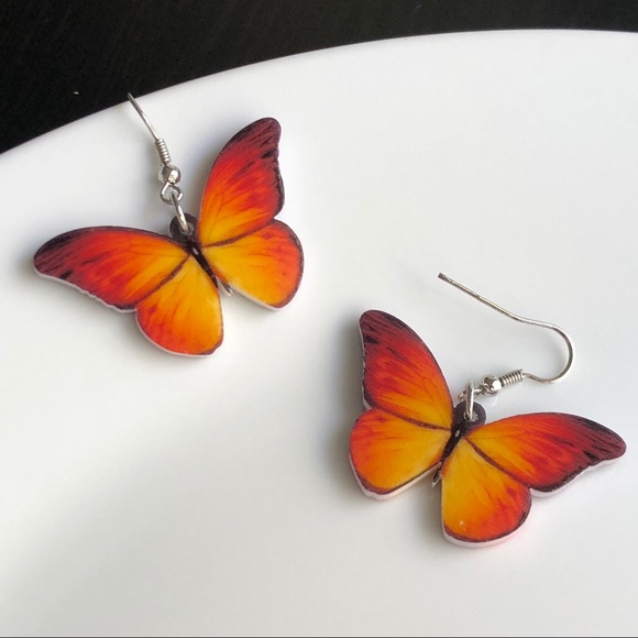Jewelry | New Acrylic Orange Butterfly Earrings | Poshmark